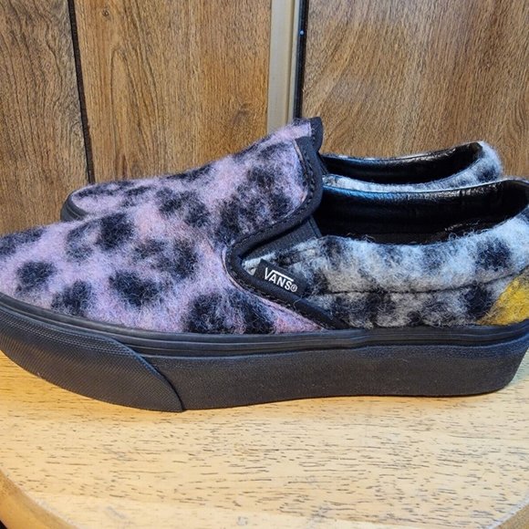 Vans | Shoes | Vans Classic Platform Womens Leopard Print Fuzzy Wool ...